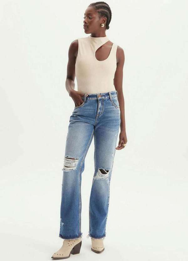 Calça Jeans Reta Relaxed High 00004 - Lanca Perfume Oficial