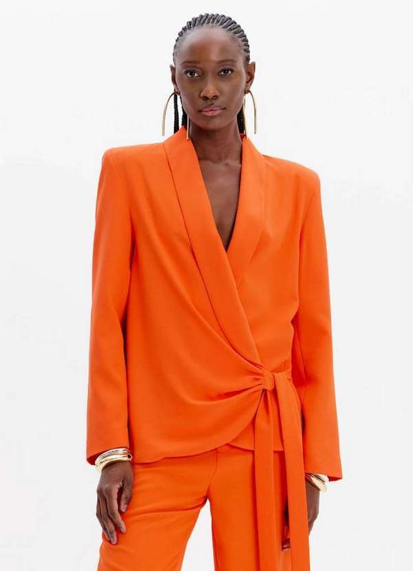 Blazer Alongado Transpassado com Amarração A2475 - Lanca Perfume Oficial