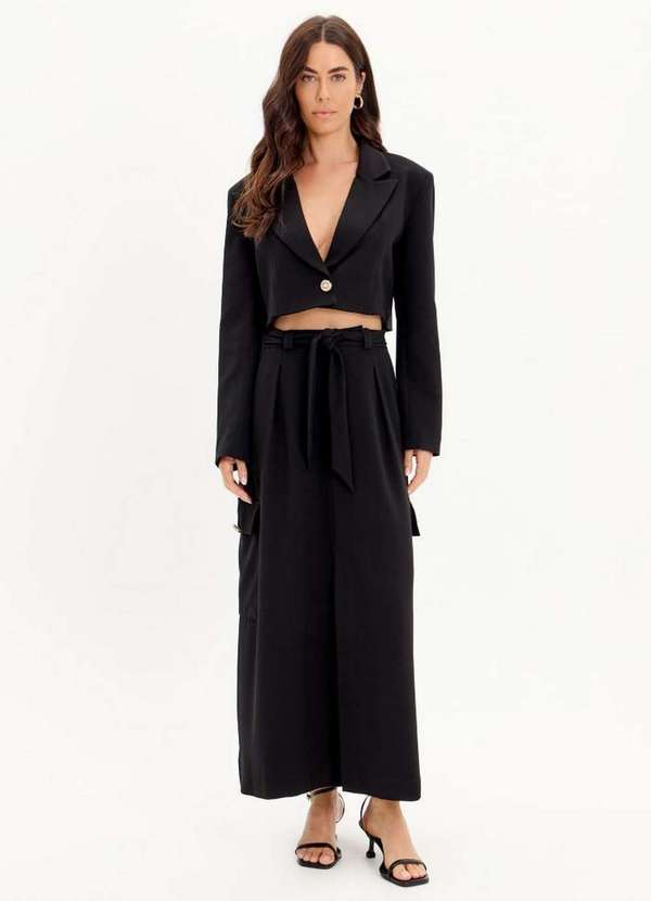 Saia Super Midi Evasê com Faixa A0003 - Lanca Perfume Oficial