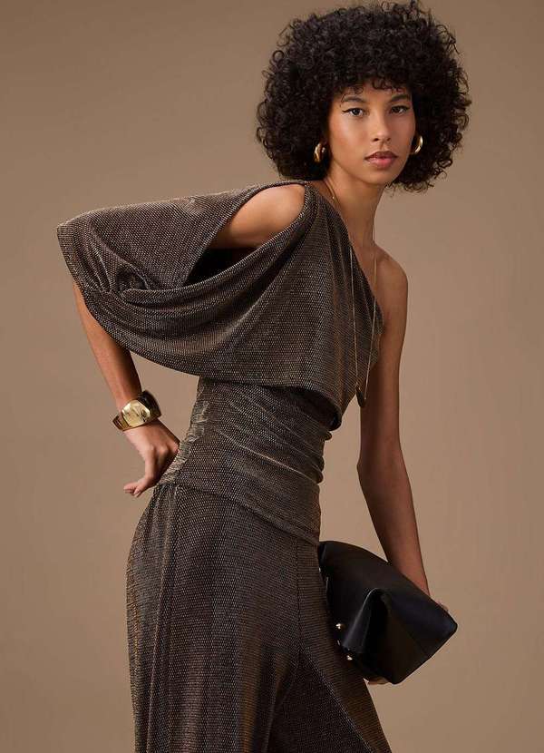 Blusa Maria.Valentina Ajustada um Ombro Só Manga Curta Padrão Dou ...