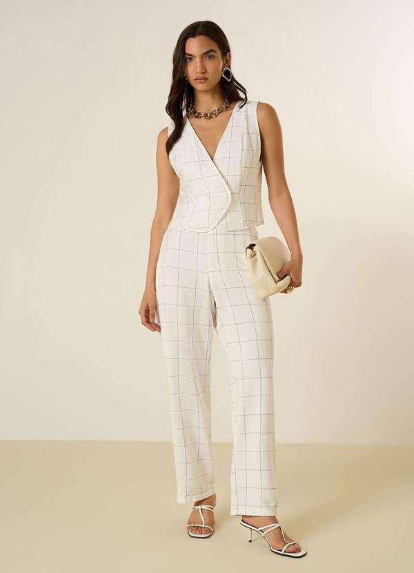 Calça Maria.Valentina Reta Alta Off White Branco - Maria.Valentina