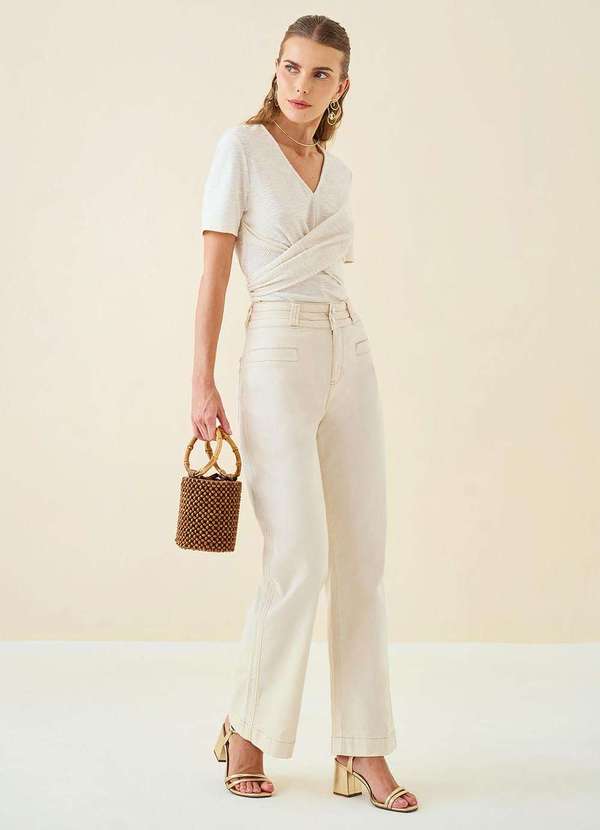 Calça Maria.Valentina Reta Média Bege Bege - Maria.Valentina