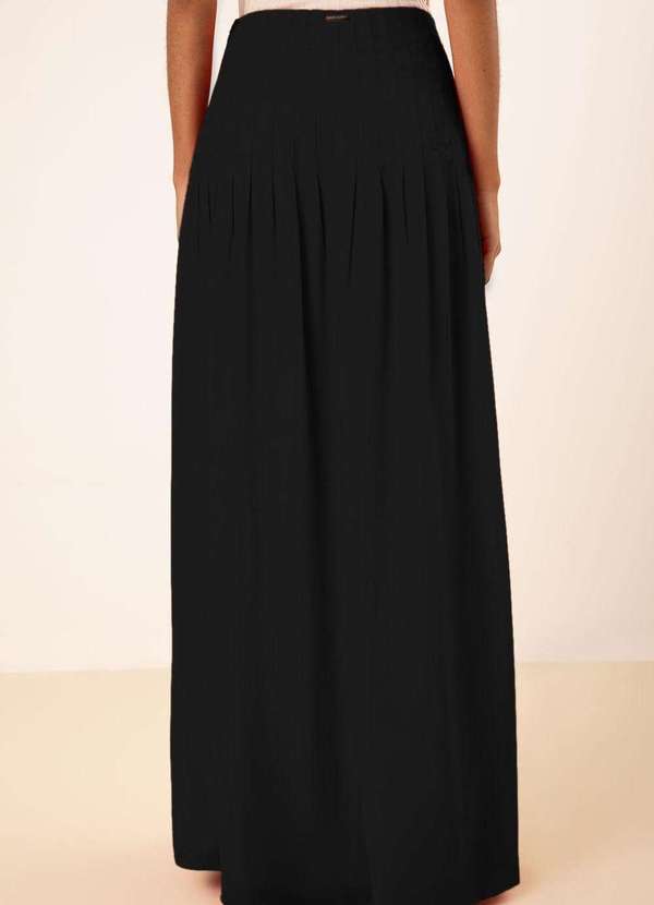 Saia Maria.Valentina Evasê Alta Longa Preto Preto - Maria.Valentina