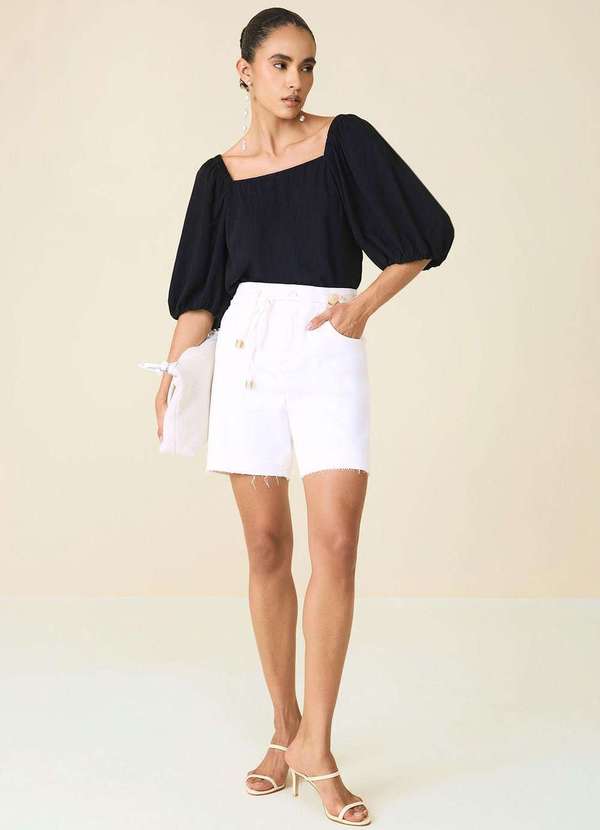 Bermuda Maria.Valentina Regular com Branco - Maria.Valentina