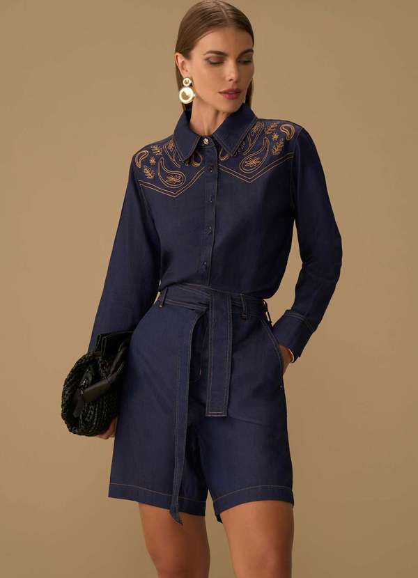 Bermuda Maria.Valentina Reta Alta Azul Azul - Maria.Valentina