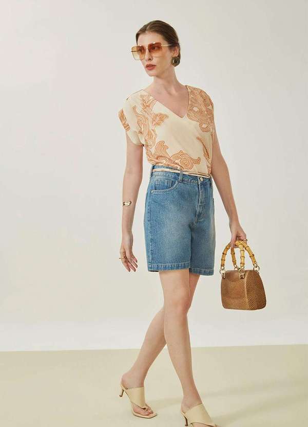 Bermuda Maria.Valentina Reta Alta Azul Azul - Maria.Valentina