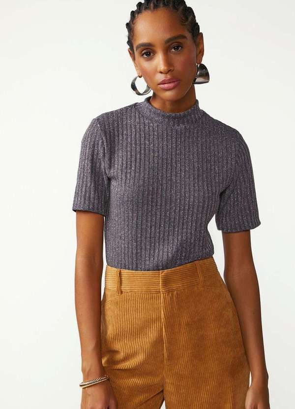 Body Zinco Gola Alta Manga Curta Ci Cinza - Zinco