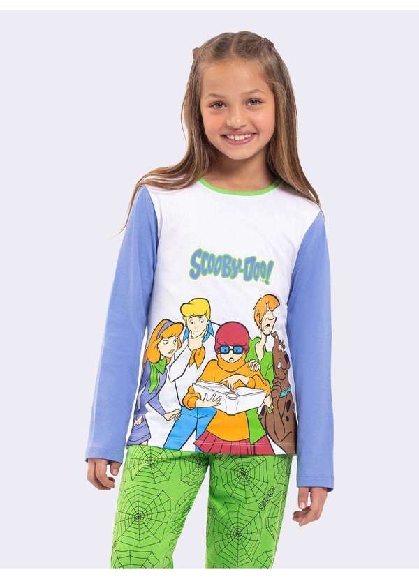 Pijama Manga Longa Infantil Scooby-Doo Spiders Branco - Veggi