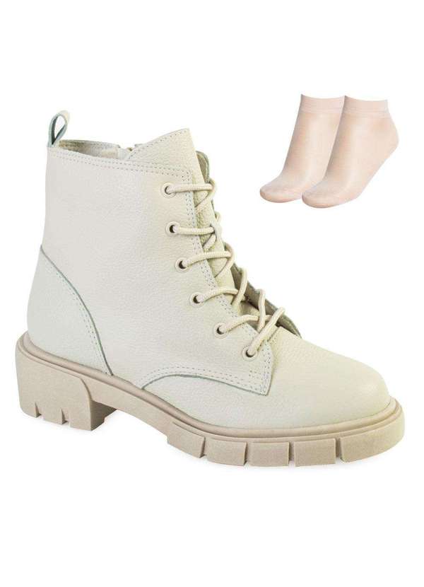 Bota Coturno Estilo Mix e Meia 2799 Creme - Tenishoes
