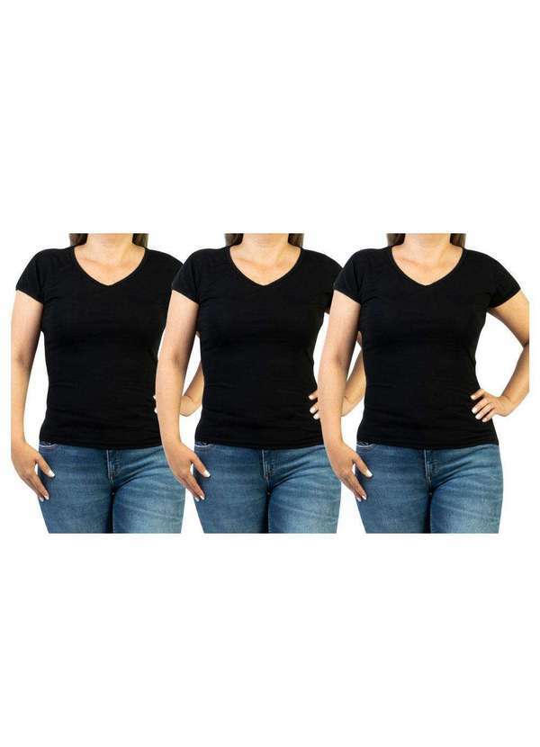 Blusa Manga Curta Ong Kit com 3 Peças Mc01 Preto - Tenishoes