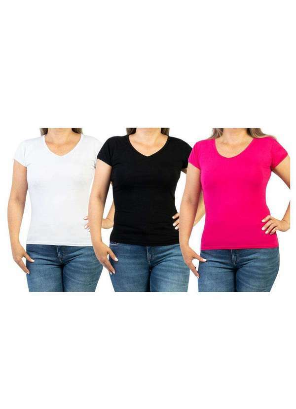 Blusa Manga Curta Ong Kit com 3 Peças Mc01 Branco/Preto - Tenishoes