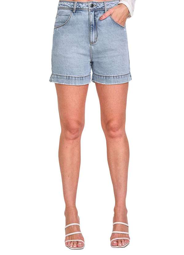 Shorts Jeans Lado Avesso Pin Up Azul Claro Azul - Garmstore