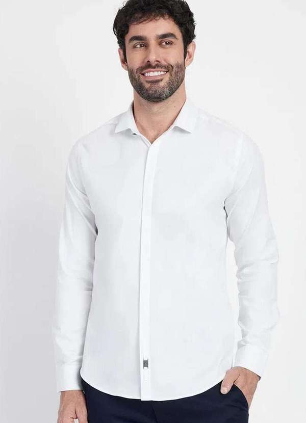 Camisa Aramis Cetim Super Slim Strech Branco Branco - Garmstore