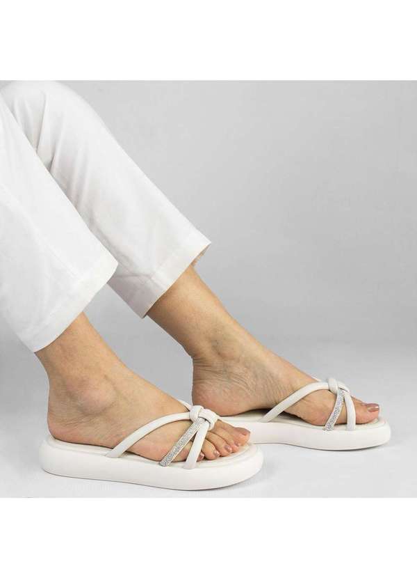 Papete Zatta Flat Form no Brilho Pilar Branco - Zatta Calcados