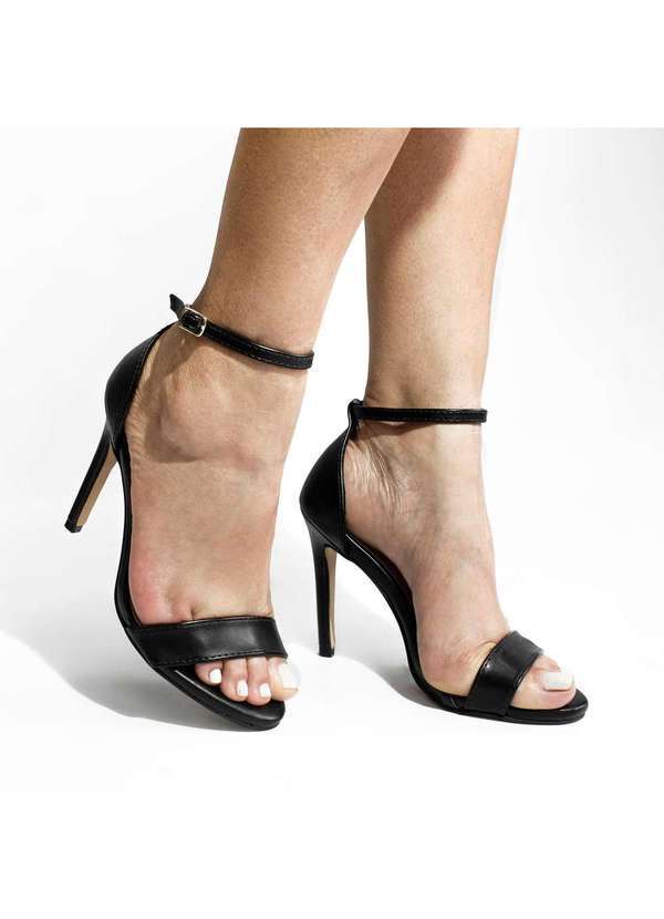 Sandalia Maya Salto Fino Napa Preto - Zatta Calcados