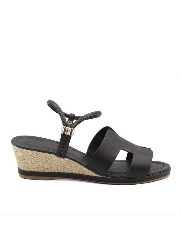 Sandalia Zatta Anabela Baixa Samara Preto - Zatta Calcados