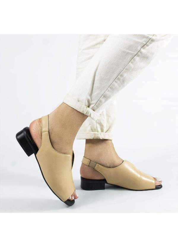 Sandalia Zatta Baixa Basica Couro Filomena Bege - Zatta Calcados