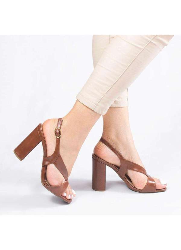 Sandalia Zatta Salto Bloco Alta Lara Marrom - Zatta Calcados