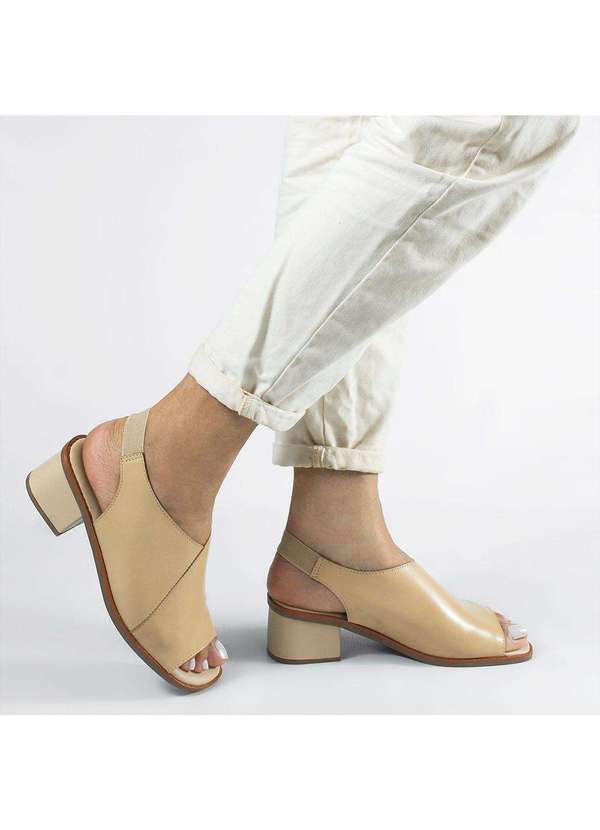 Sandalia Zatta Salto Bloco Elastico Francine Bege - Zatta Calcados