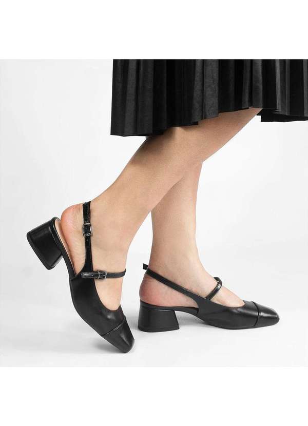 Sapato Zatta Retro Slimback Emilia Preto - Zatta Calcados