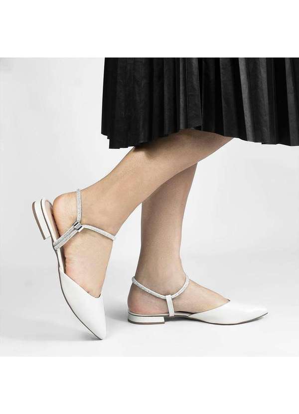 Sapatilha Slingback Bico Fino Emma Branco - Zatta Calcados