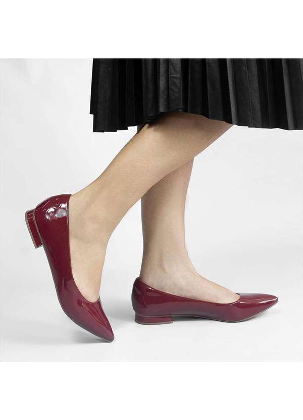 Sapatilha Zatta Basica Lisa Nubia Verniz Vermelho - Zatta Calcados