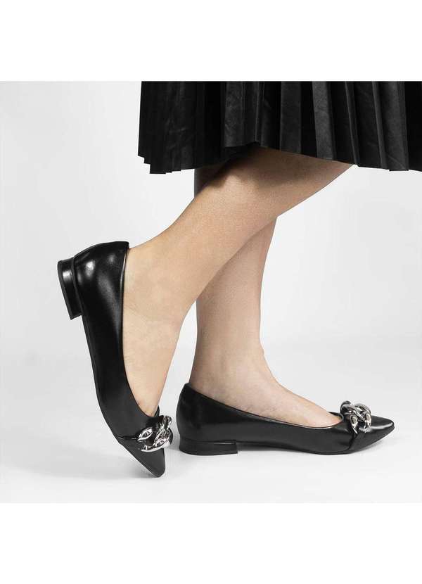 Sapatilha Zatta Corrente Ticiane Preto - Zatta Calcados