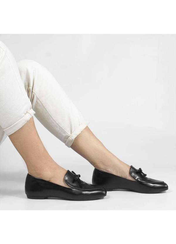 Mocassim Zatta Laco Frontal Joana Preto - Zatta Calcados