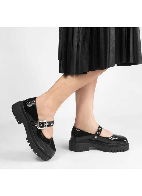 Sapato Retro Zatta Tratorado Rafaela Verniz Preto - Zatta Calcados