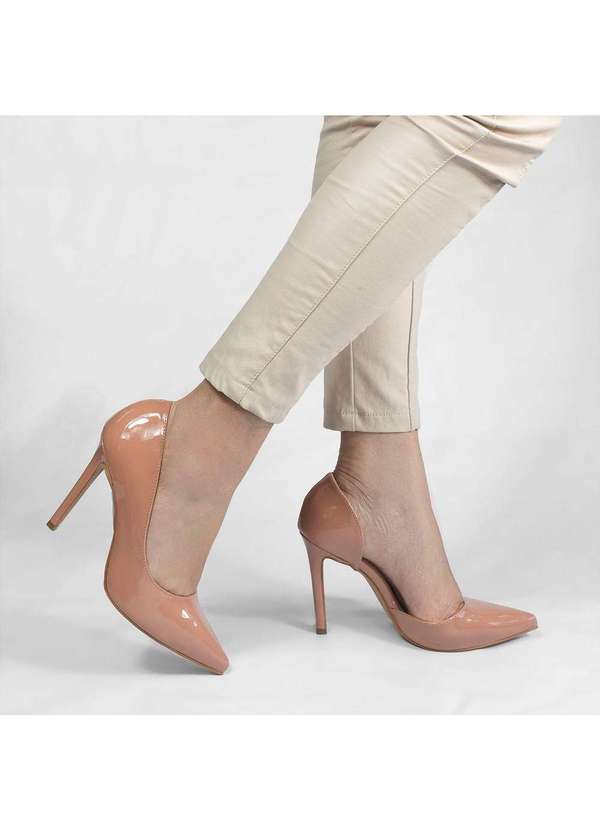 Scarpin Zatta Aberto na Lateral Helena Bege - Zatta Calcados