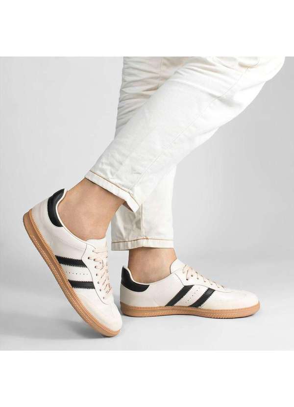 Tenis Zatta Casual Duas Listras Andressa Bege - Zatta Calcados