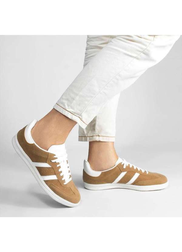 Tenis Zatta Casual Duas Listras Andressa Bege - Zatta Calcados