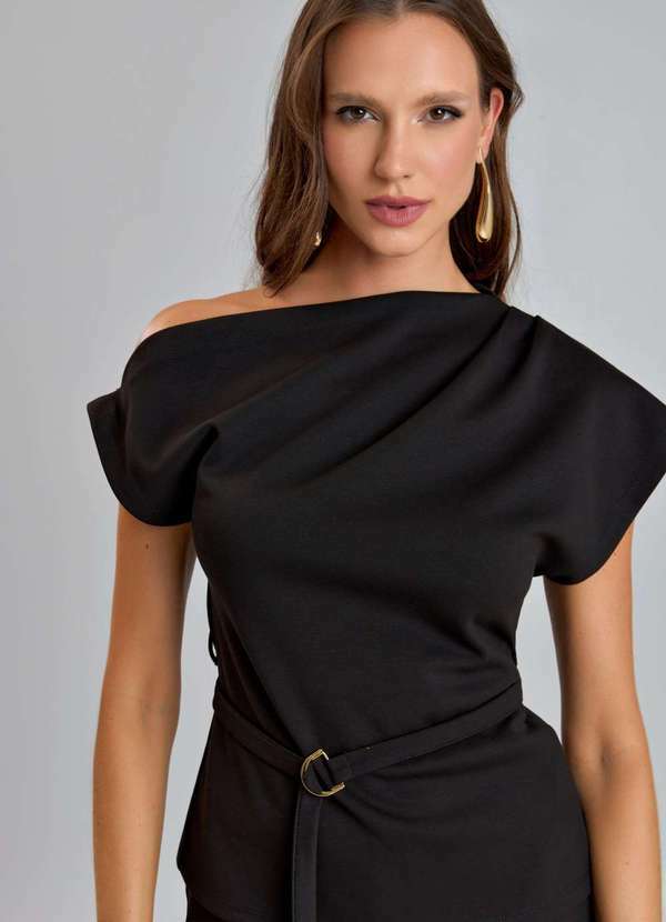 Blusa com Cinto Preto - Ritmi Studio