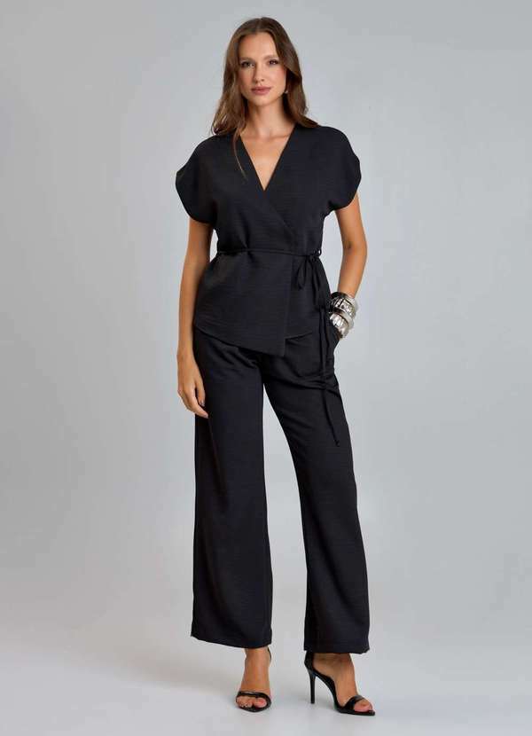Blusa com Cinto Preto - Ritmi Studio