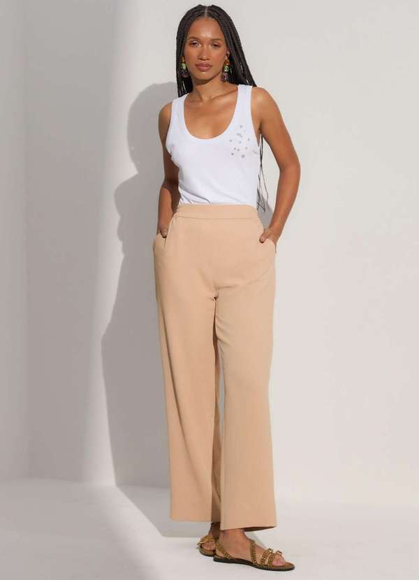 Calca com Cos de Elastico Costas Bege - Ritmi Studio