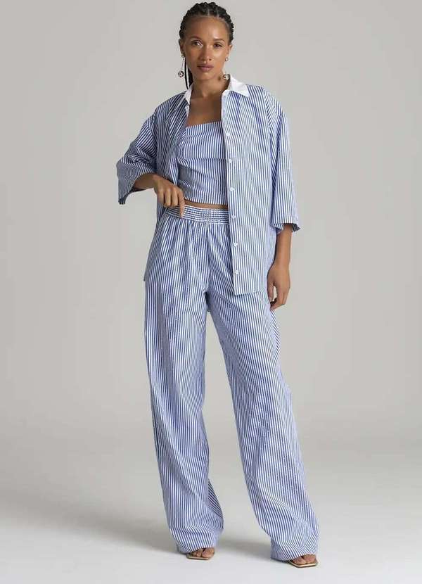 Calca Cos Elastico Listras Azul - Ritmi Studio