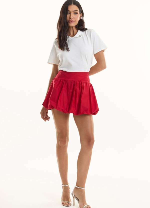Saia Balone com Forro Vermelho - Ritmi Studio