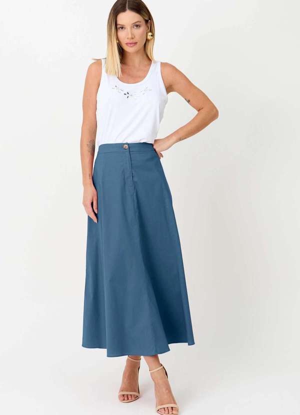 Saia Midi Lisa Azul - Ritmi Studio