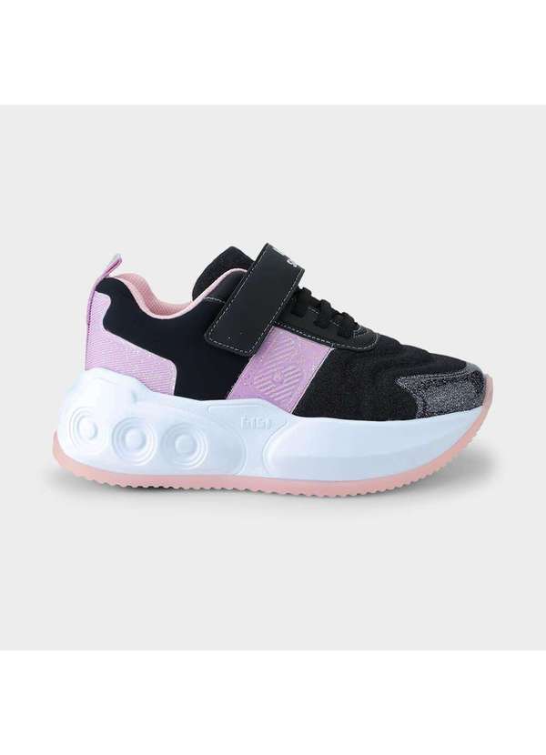 Tênis Infantil de Rodinhas Bibi Skatenis Preto com Lilás Preto - Bibi