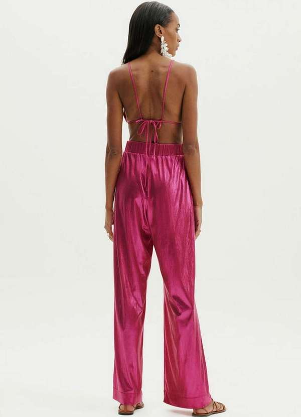 Calça Wide Leg Cintura Alta Rosa Rosa - Amarante do Brasil