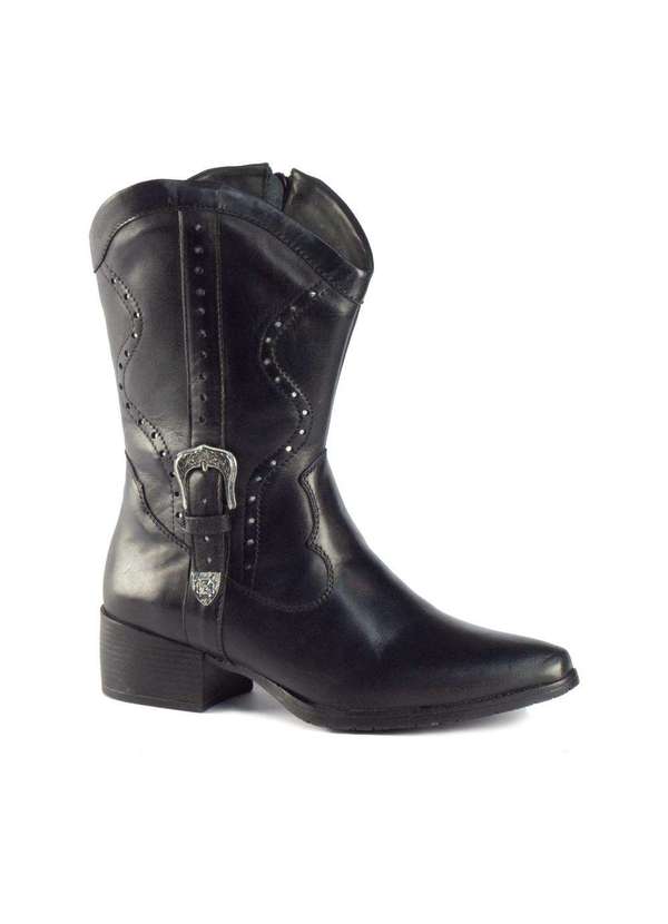 Bota Country Feminina Western Sandro Moscoloni Couro Diva Black Black ...