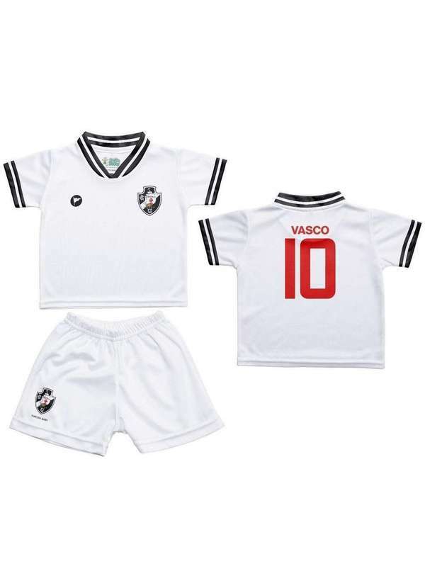 Conjunto Vasco Uniforme Infantil Branco - Torcida Baby Branco / Preto ...