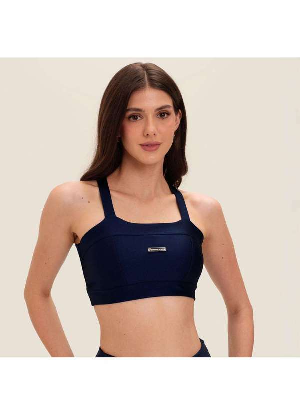Top Faixa com Recortes Blue Night Platinado com Bojo Azul - Donna Carioca