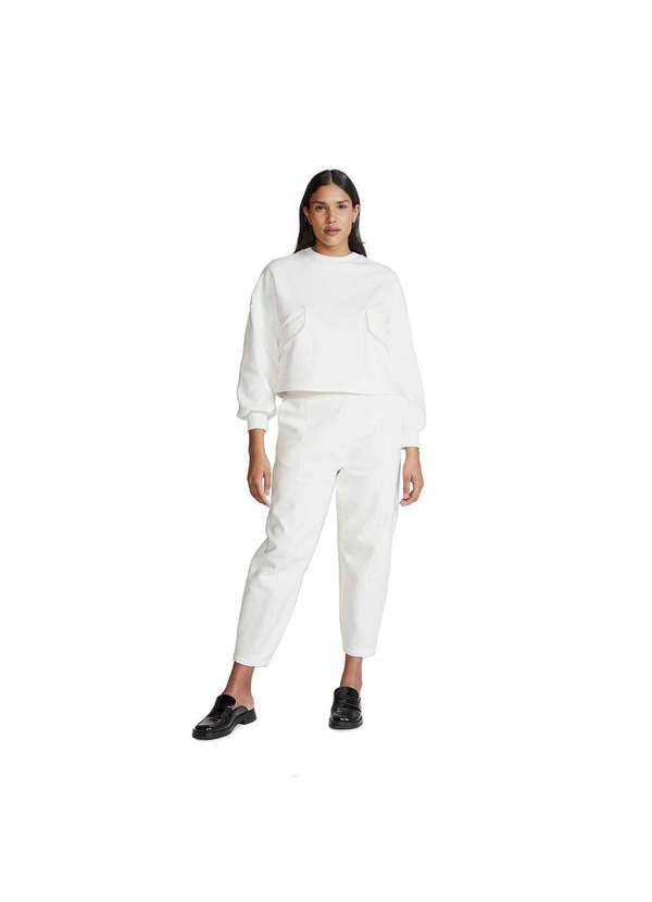 Calça Feminina Cintura Alta em Moletom Peluciado Slouchy Off-White ...