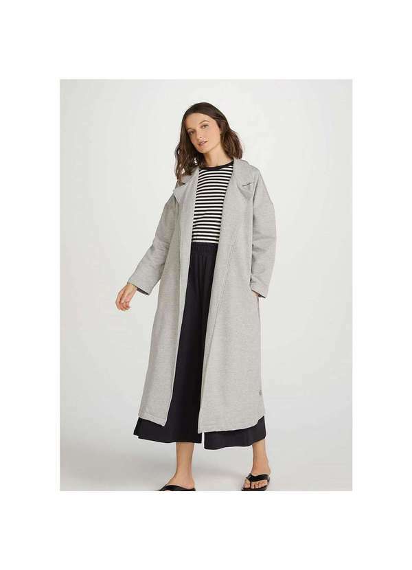 Casaco Básico Feminino sem Botões em Moletom Cinza - Heringx