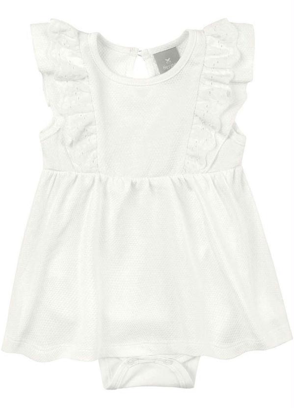 Vestido Body Bebê Menina com Babados Off-White - Heringx