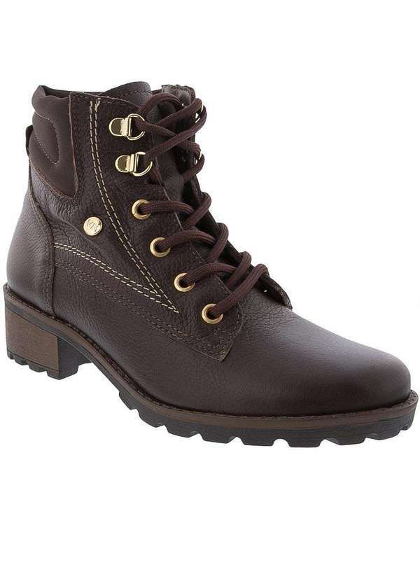 Bota Coturno Via Marte Tratorado Couro Marrom 216107 Marrom - Studio Z
