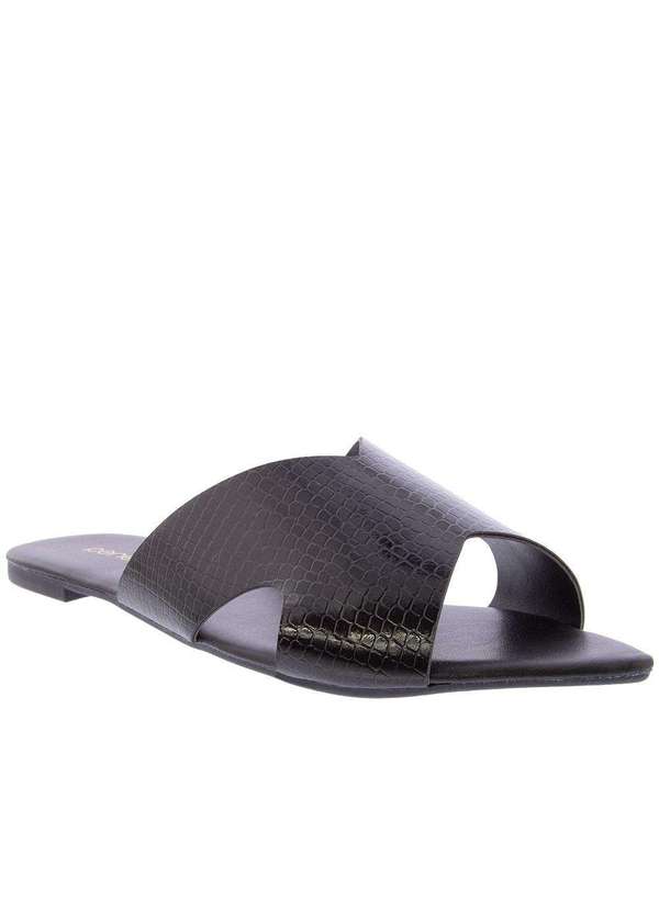 Rasteira Penélope Vazados Textura Snake Preto Preto - Studio Z