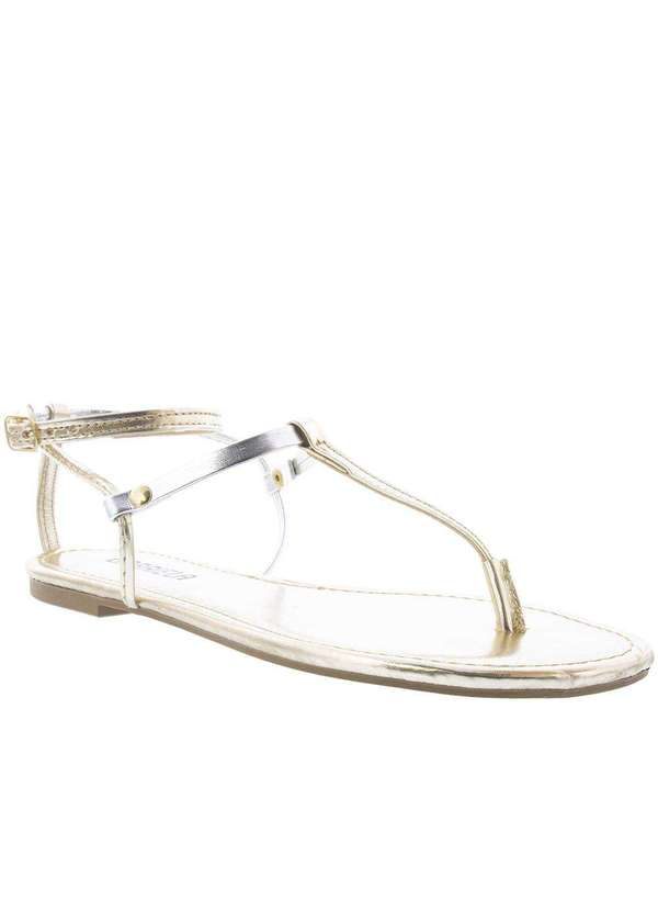 Sandália Rasteira Gabriela Metalizada Dourada Ouro - Studio Z