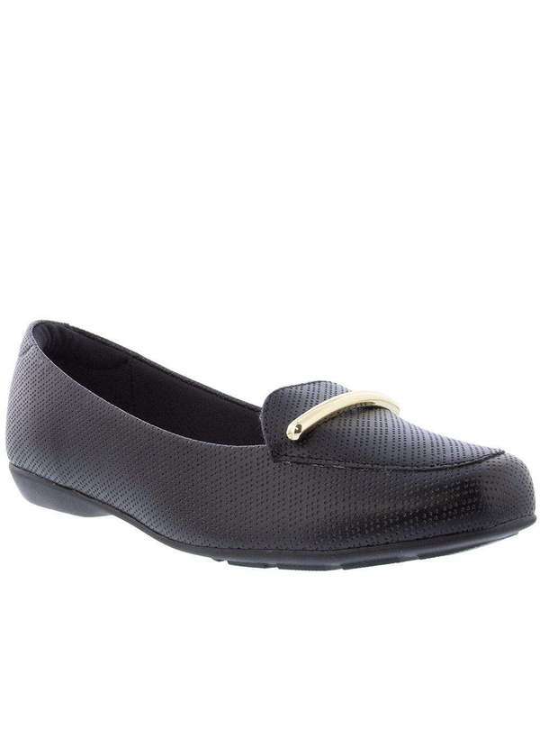 Mocassim Modare Ultraconforto Perfuros Fivela Preto Preto - Studio Z
